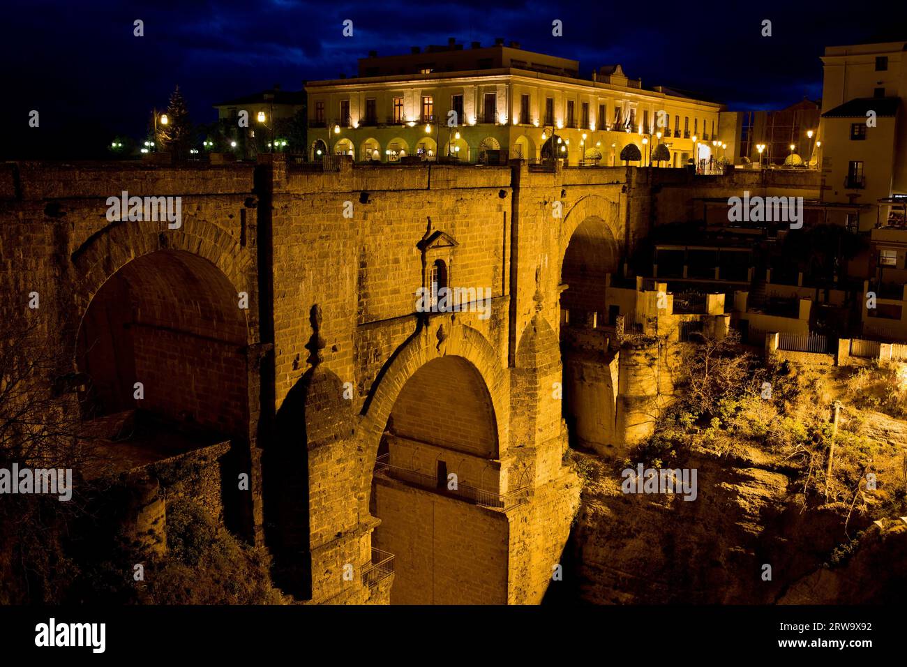 New Bridge (Spanish: Puente Nuevo) from 18th century illuminated at ...