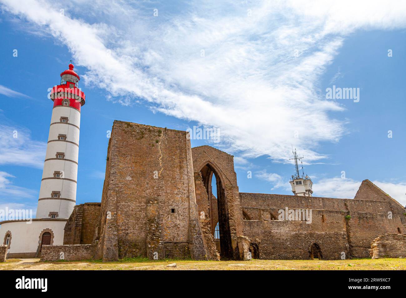 panoramic view of the lighthouse and ruins of saint matheau abbey on ...
