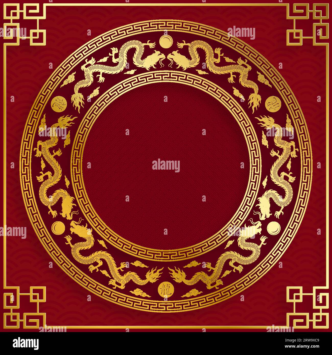 Chinese frame with oriental Asian elements on color background, for ...
