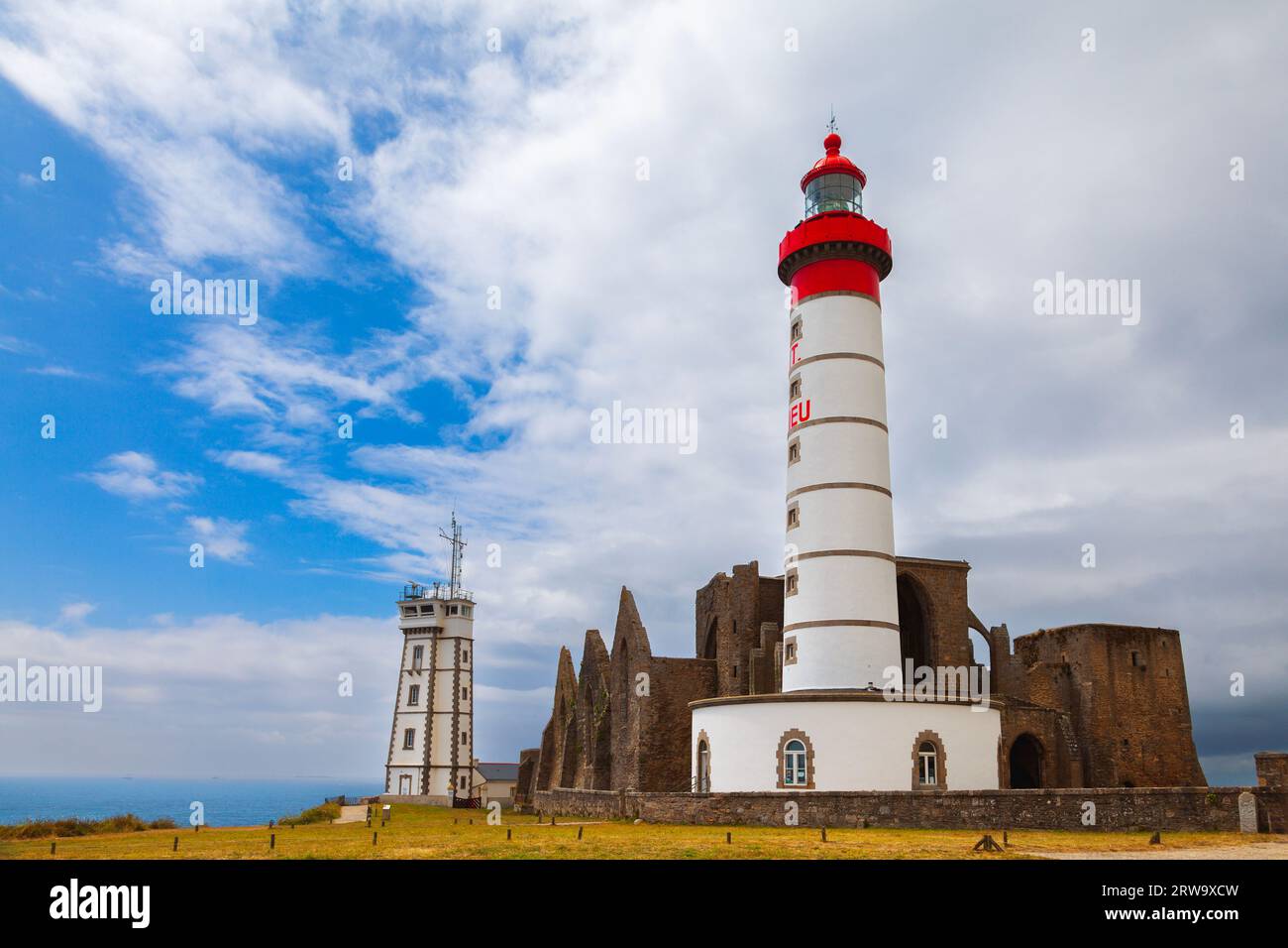 panoramic view of the lighthouse and ruins of saint matheau abbey on ...