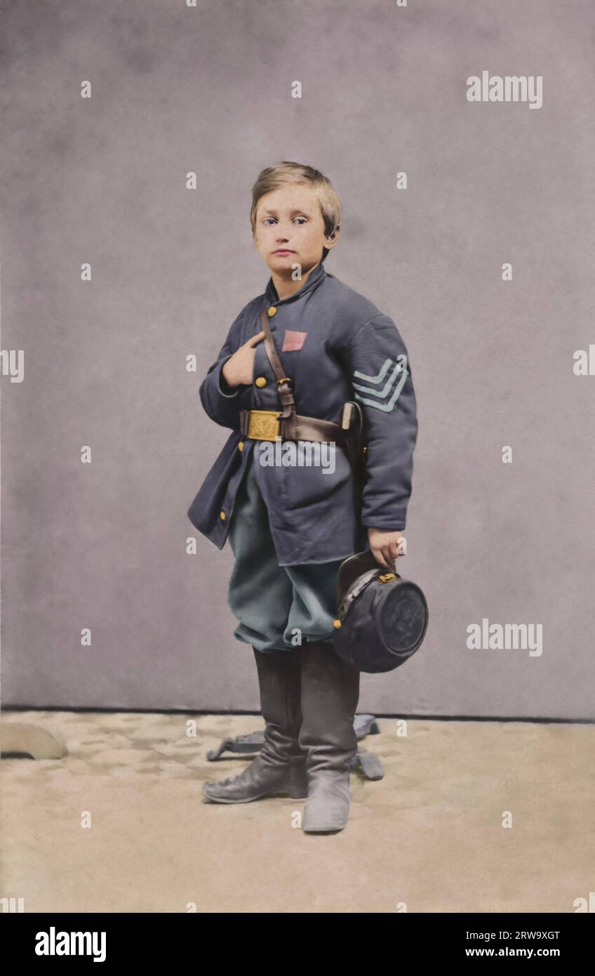 Sergeant John Clem of Co. C, 22nd Michigan Infantry Regiment in uniform ...