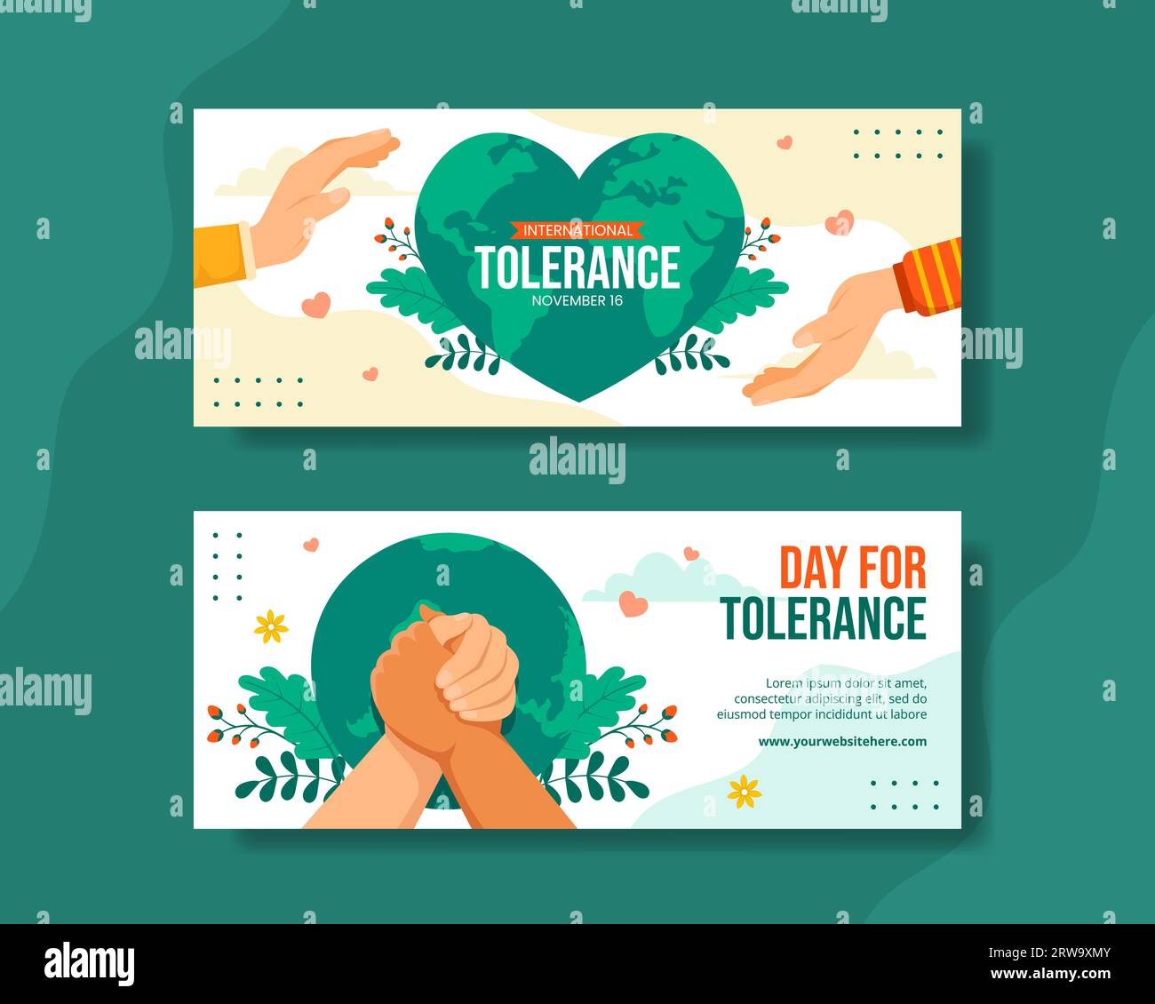Day for Tolerance Horizontal Banner Flat Cartoon Hand Drawn Templates ...