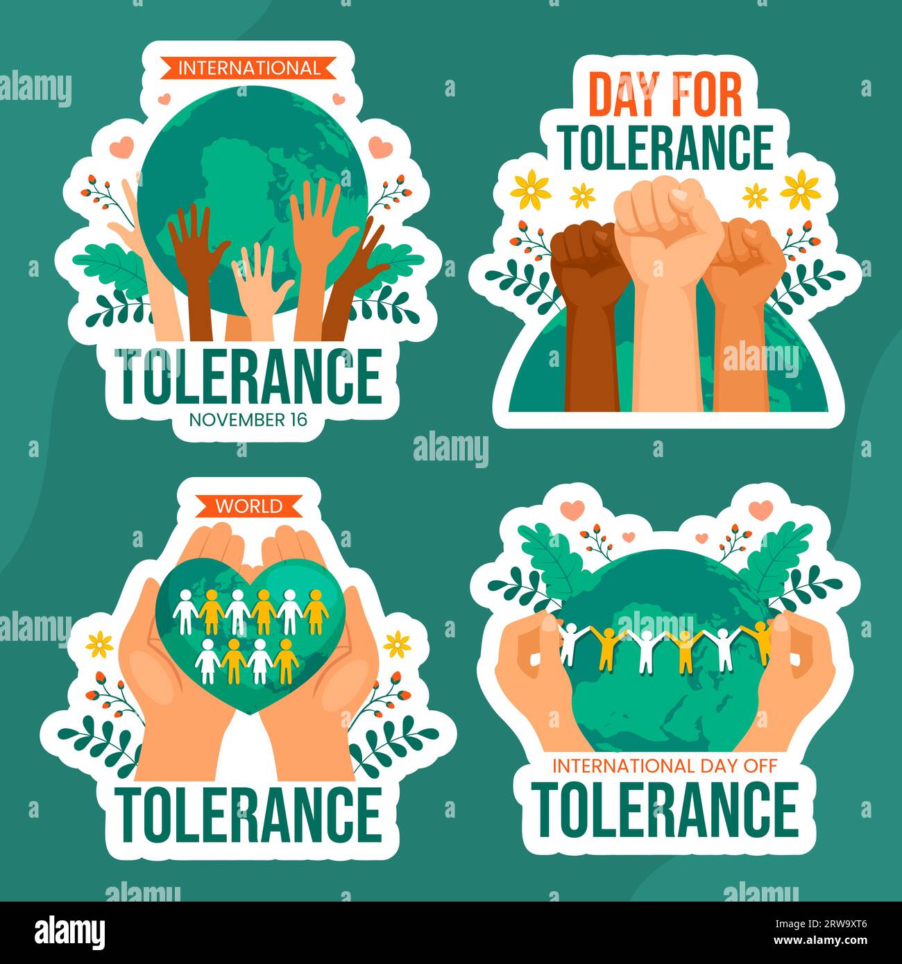 Day for Tolerance Label Flat Cartoon Hand Drawn Templates Background ...