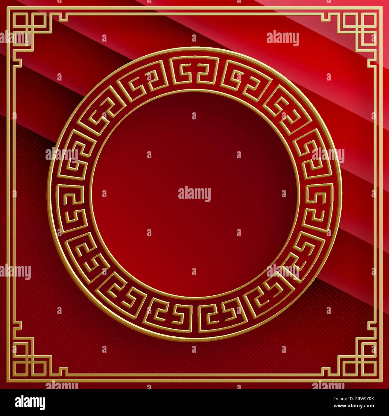 Chinese frame with oriental Asian elements on color background, for ...