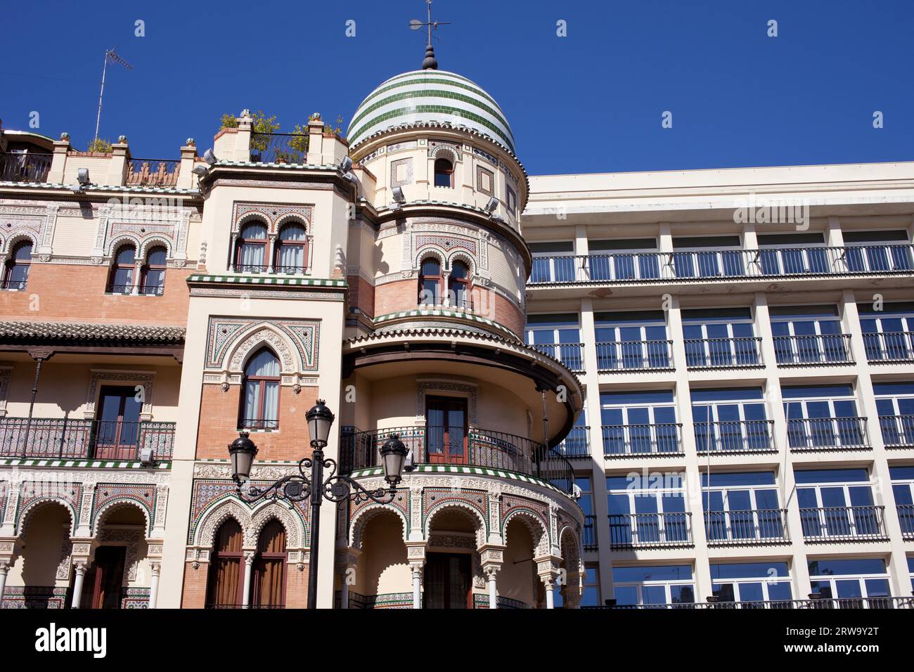 Apartment buildings in El Arenal historic quarter of Seville, Spain ...