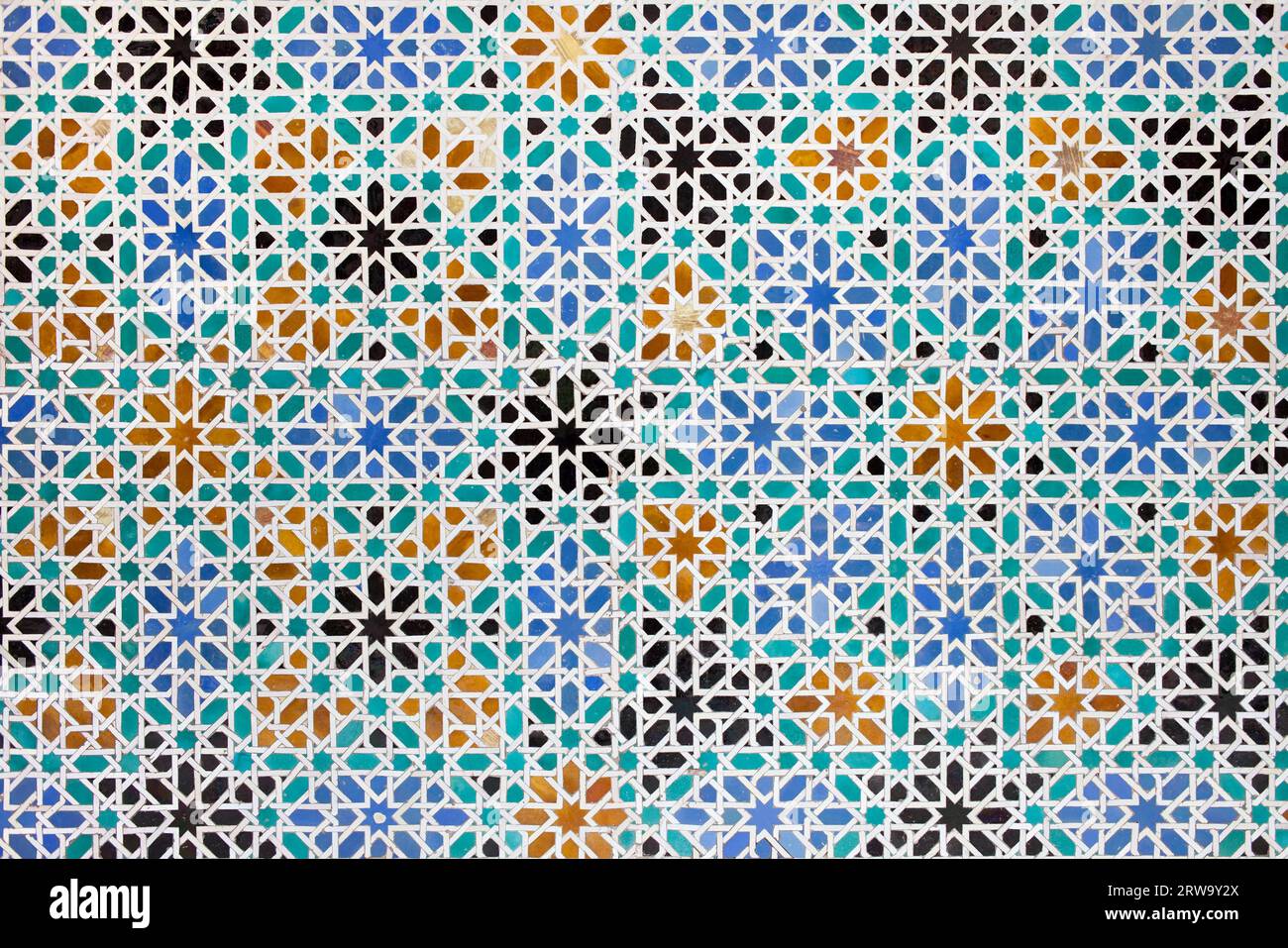 Azulejos tile work in the Mudejar Style, old historical background in ...