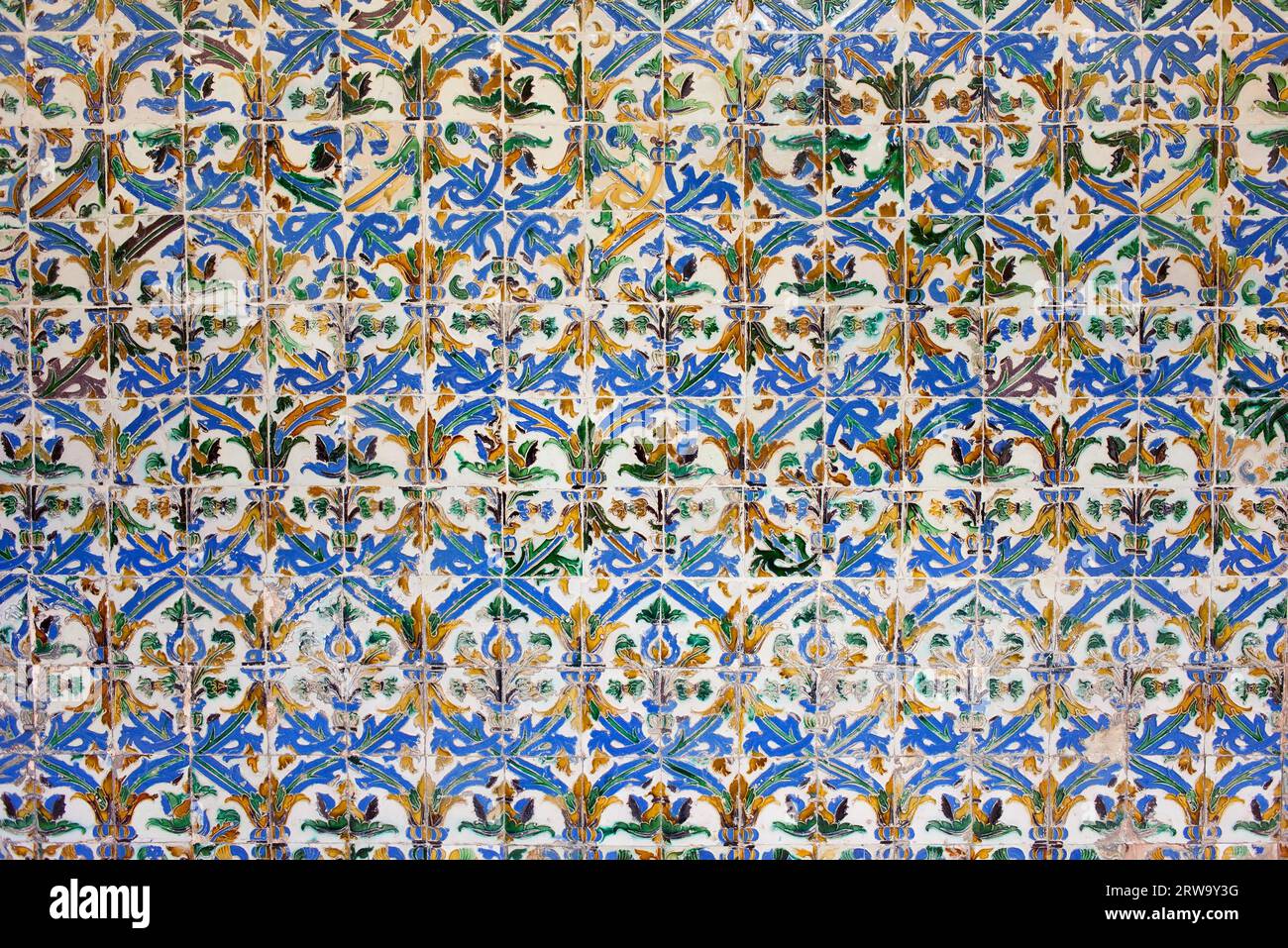 Old, historic Azulejos tiles in the Mudejar Style, Real Alcazar ...