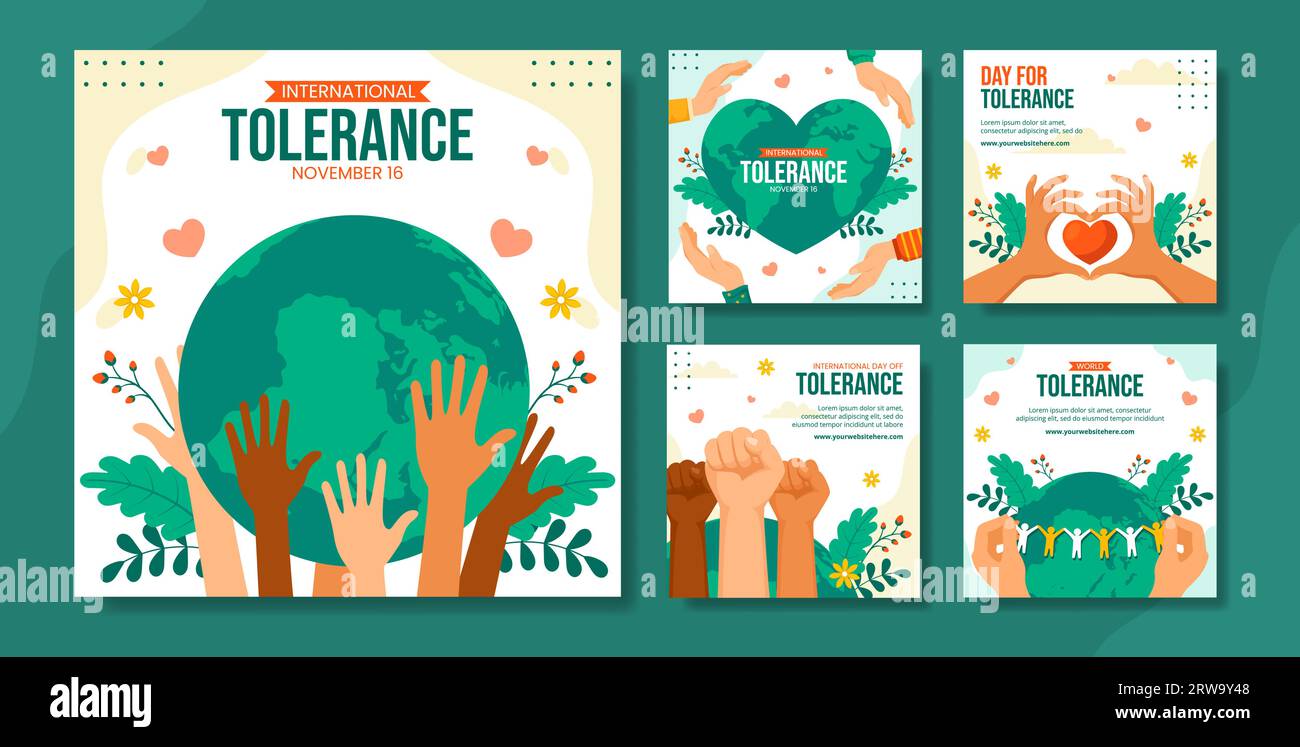 Day for Tolerance Social Media Post Flat Cartoon Hand Drawn Templates ...