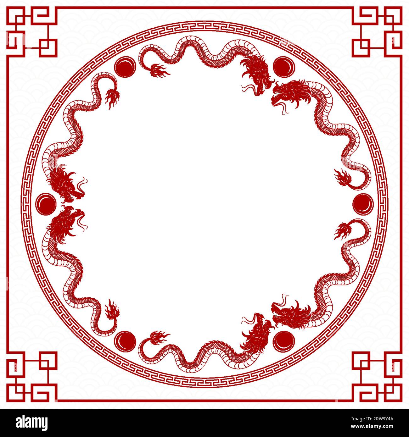 Chinese frame with oriental Asian elements on color background, for ...