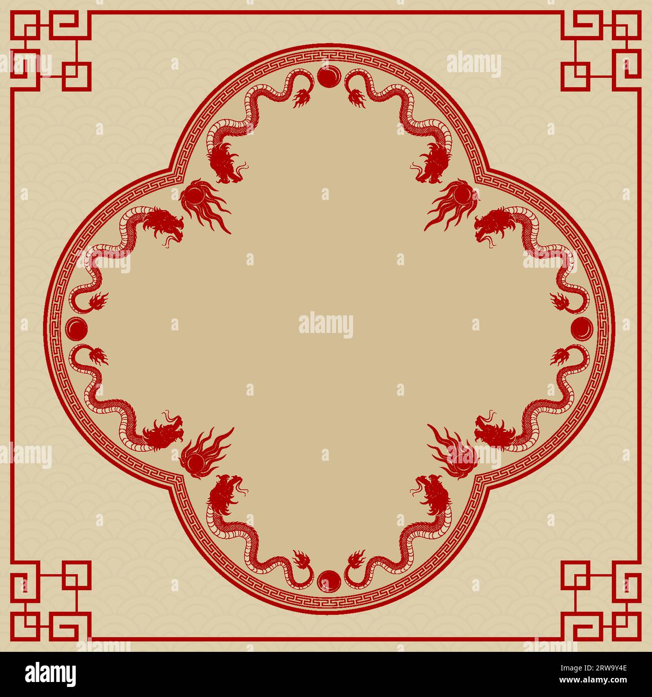 Chinese frame with oriental Asian elements on color background, for ...