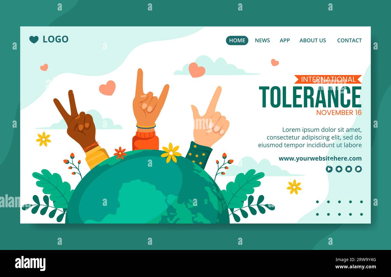 Day for Tolerance Social Media Landing Page Cartoon Hand Drawn ...