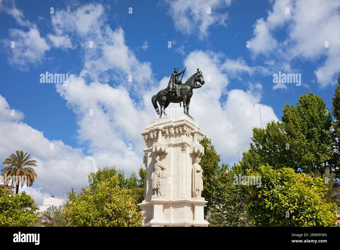 Monument to King Saint Ferdinand at New Square (Spanish: Plaza Nueva ...