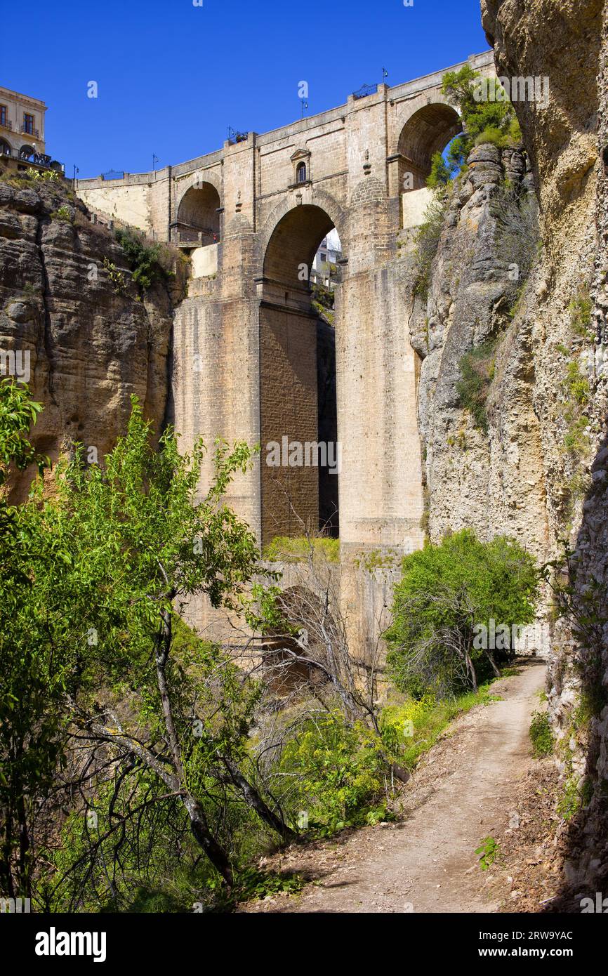 El Tajo gorge New Bridge (Spanish: Puente Nuevo) from 18th century in ...
