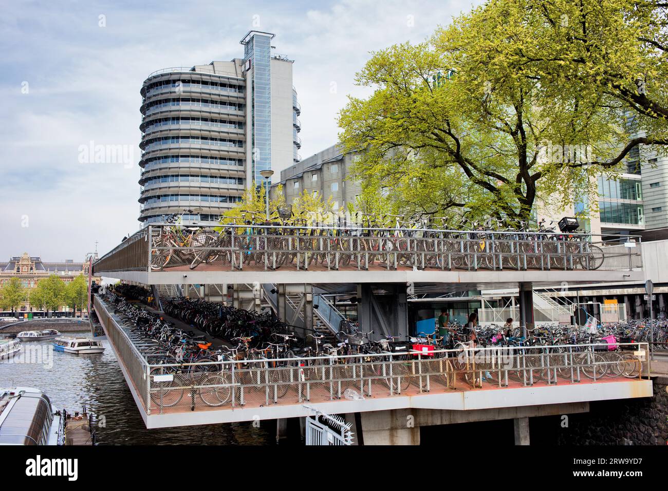 Large multi-level bike parking in Amsterdam, Holland, next to the ...
