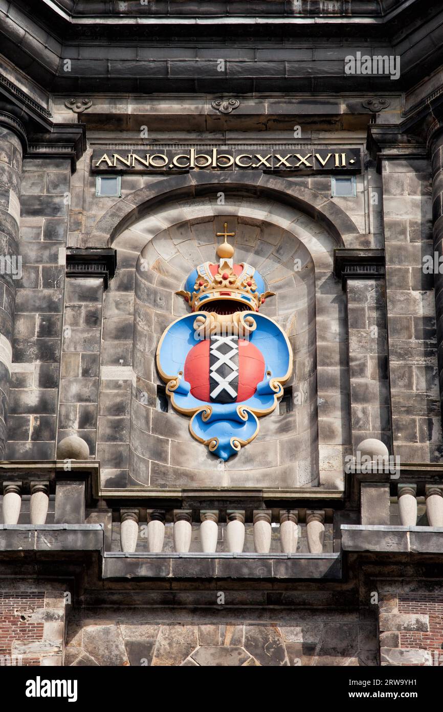 Amsterdam coat of arms, closeup detail of Westerkerk (Western Church ...