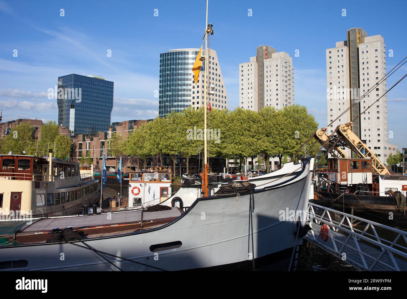 Rotterdam cityscape in Holland, Netherlands, view from haven in the ...
