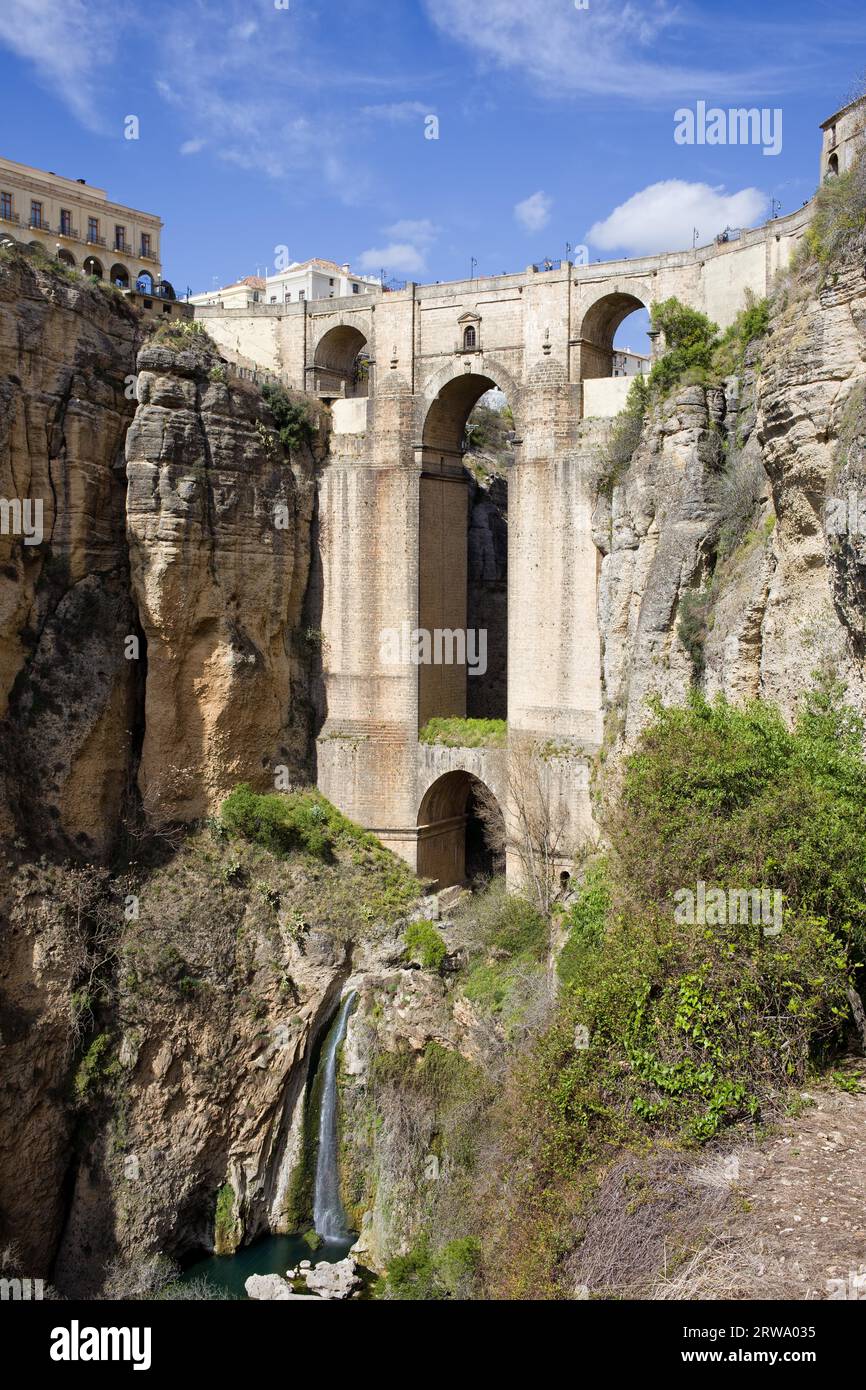 New Bridge (Spanish: Puente Nuevo) from 18th century in Ronda, southern ...
