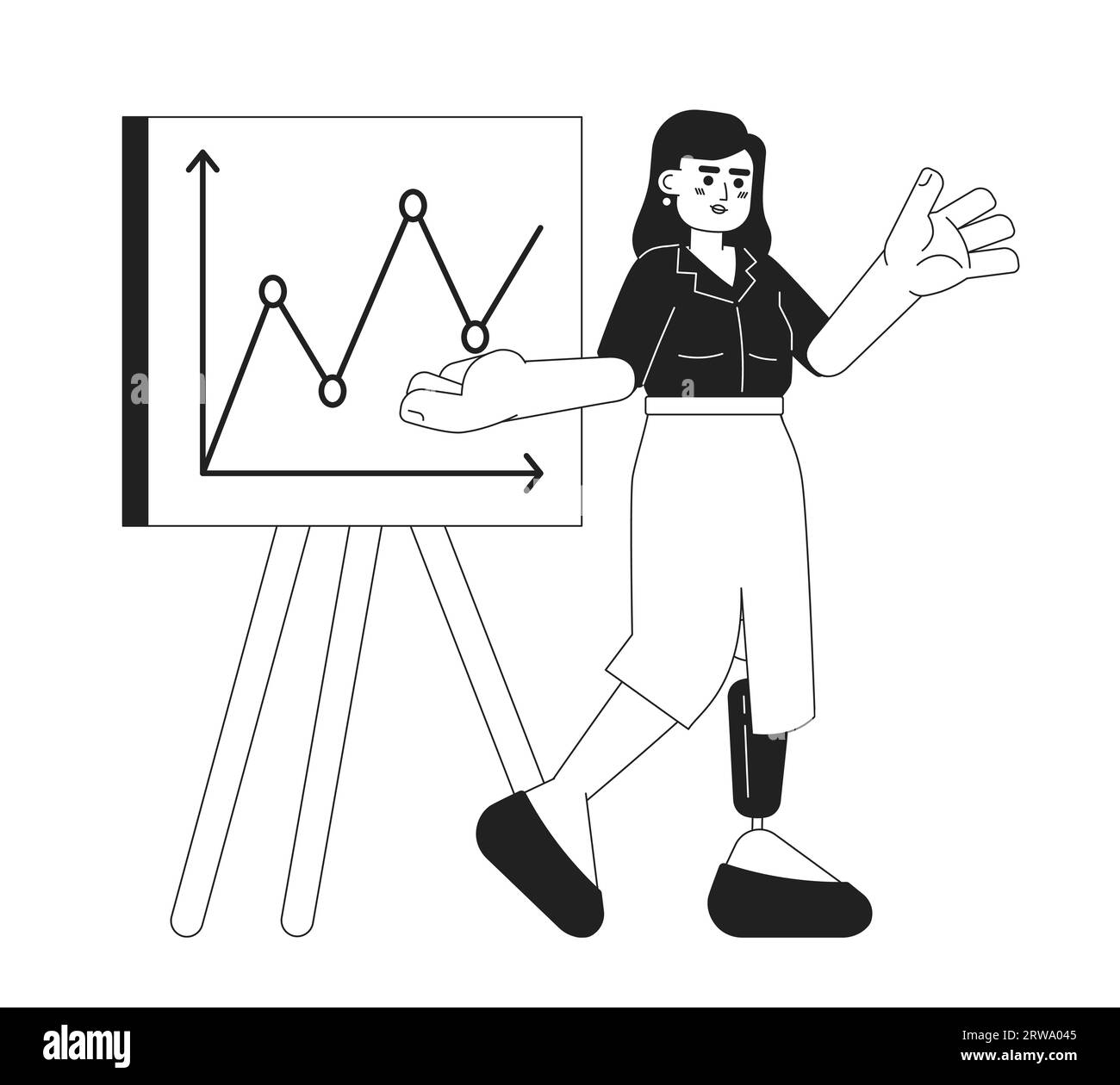 Prosthesis leg woman with presentation whiteboard black and white 2D ...
