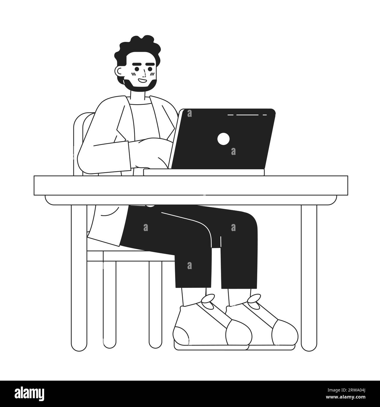 Man beard sitting desk Black and White Stock Photos & Images - Alamy