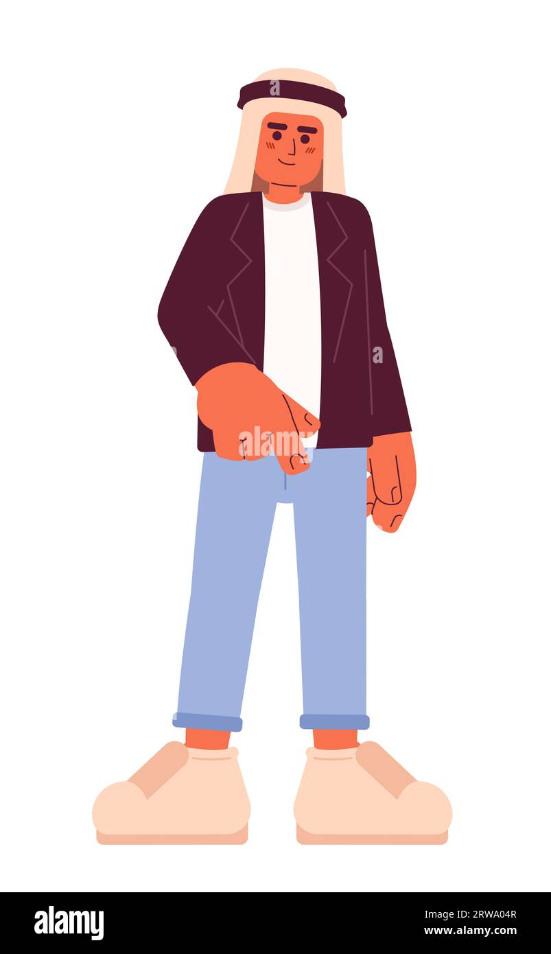 Young adult saudi man indicating direction 2D cartoon character Stock ...