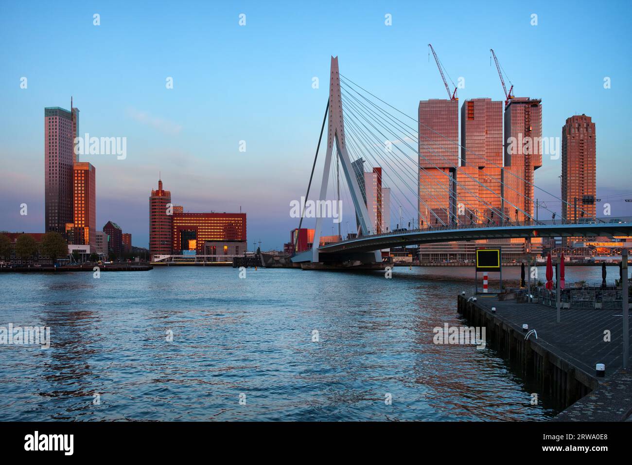 City centre of Rotterdam at sunset in Holland, Netherlands, downtown ...