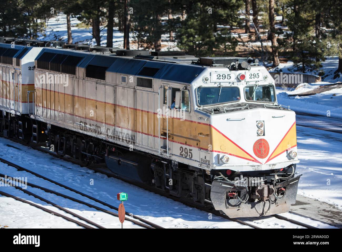 Grand Canyon Railway train stands ready to leave en route to Williams ...
