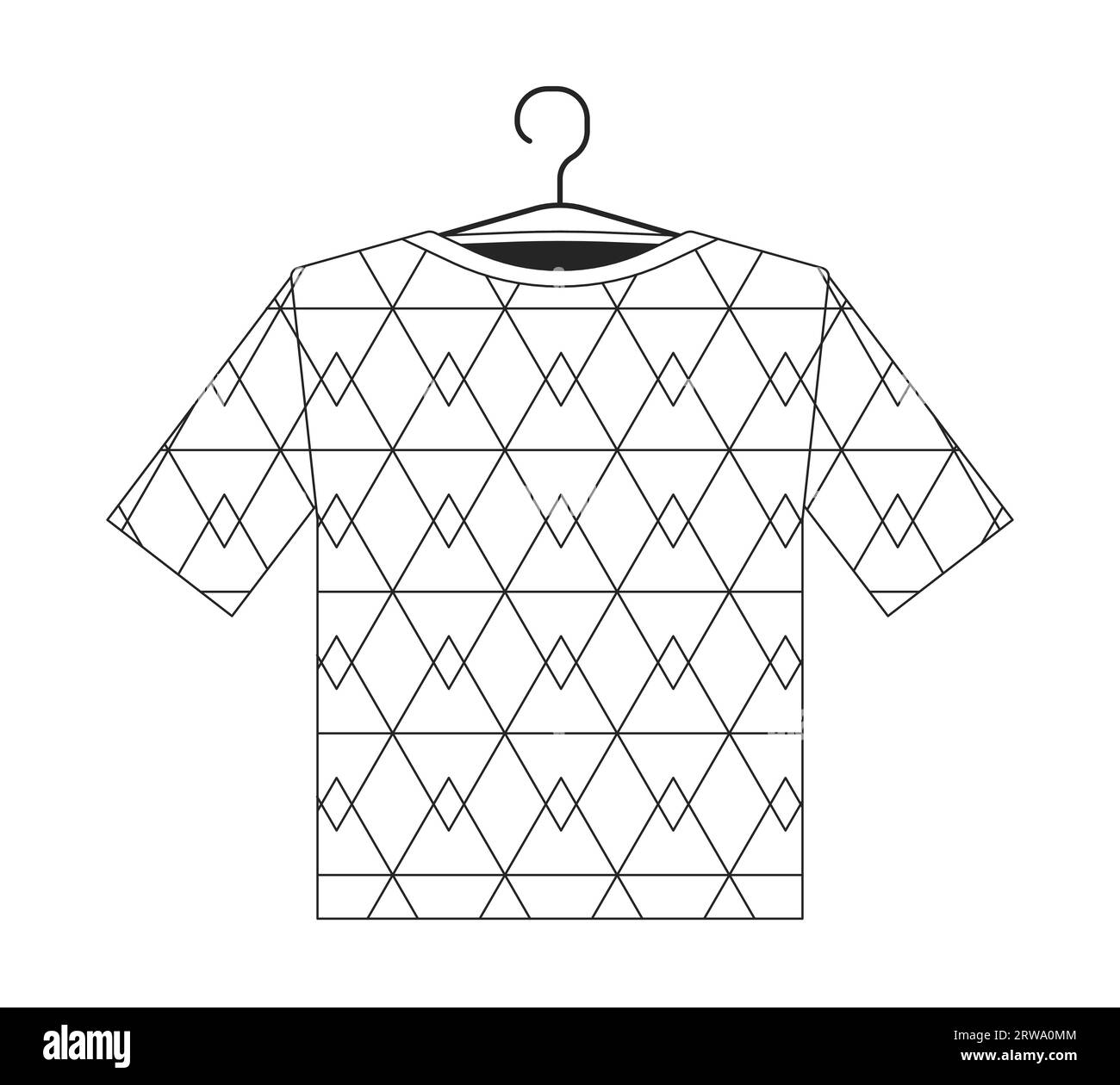 Tshirt on hanger black and white 2D line cartoon object Stock Vector ...