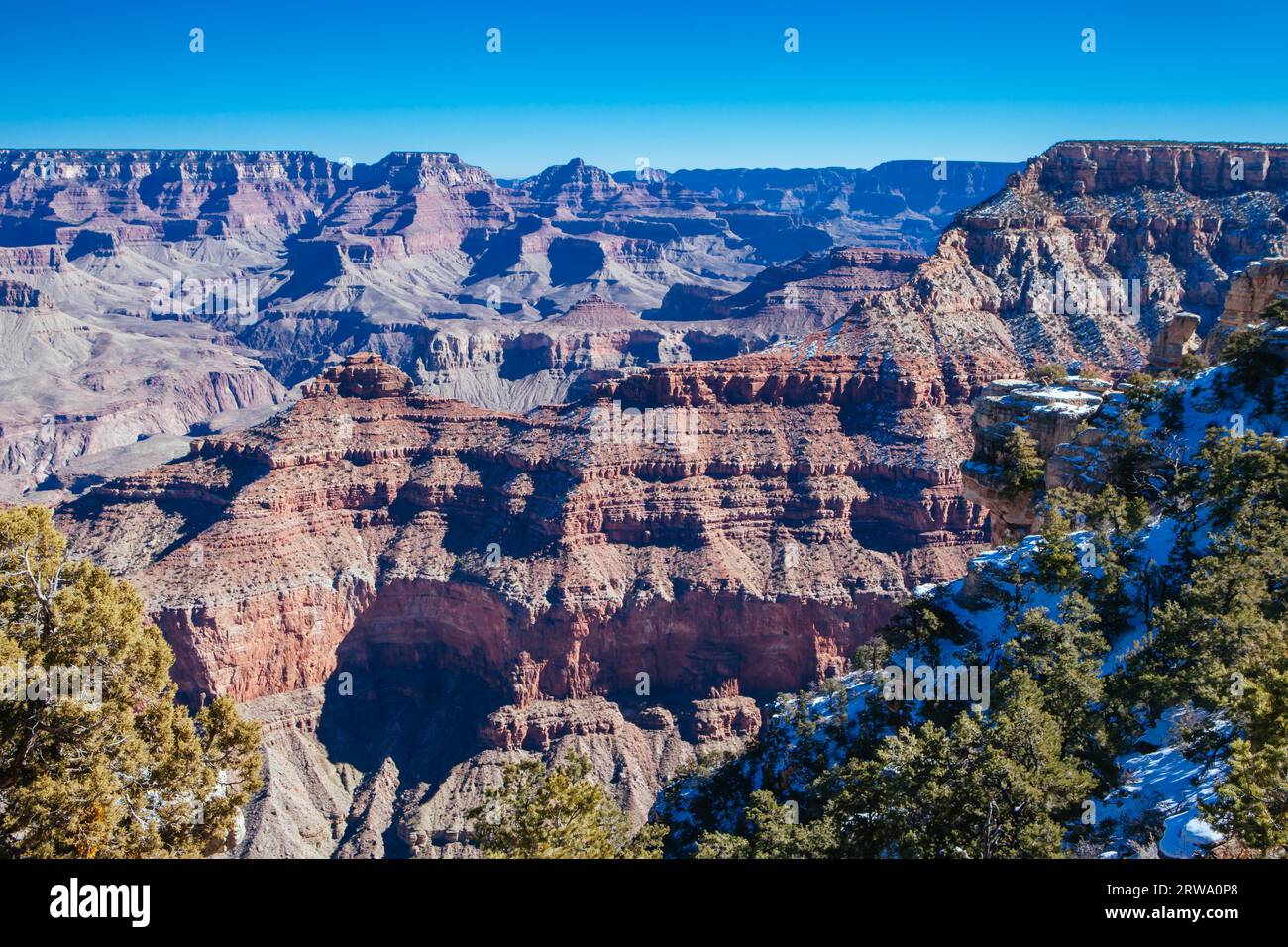Daytime stunning views in winter around Grandview Point in Grand Canyon ...