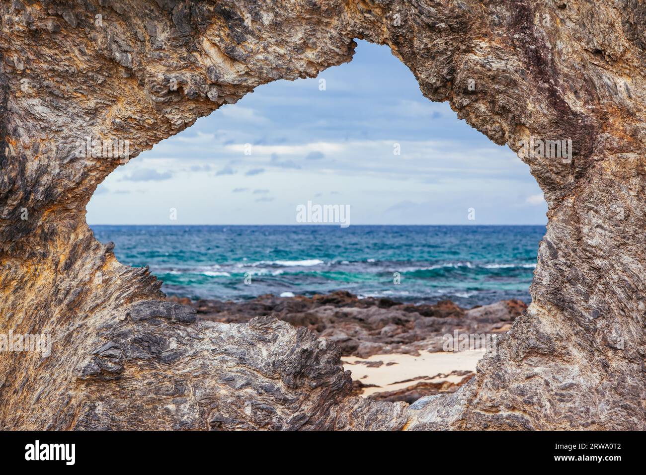 The iconic tourist attraction of Australia Rock on Narooma shoreline in ...
