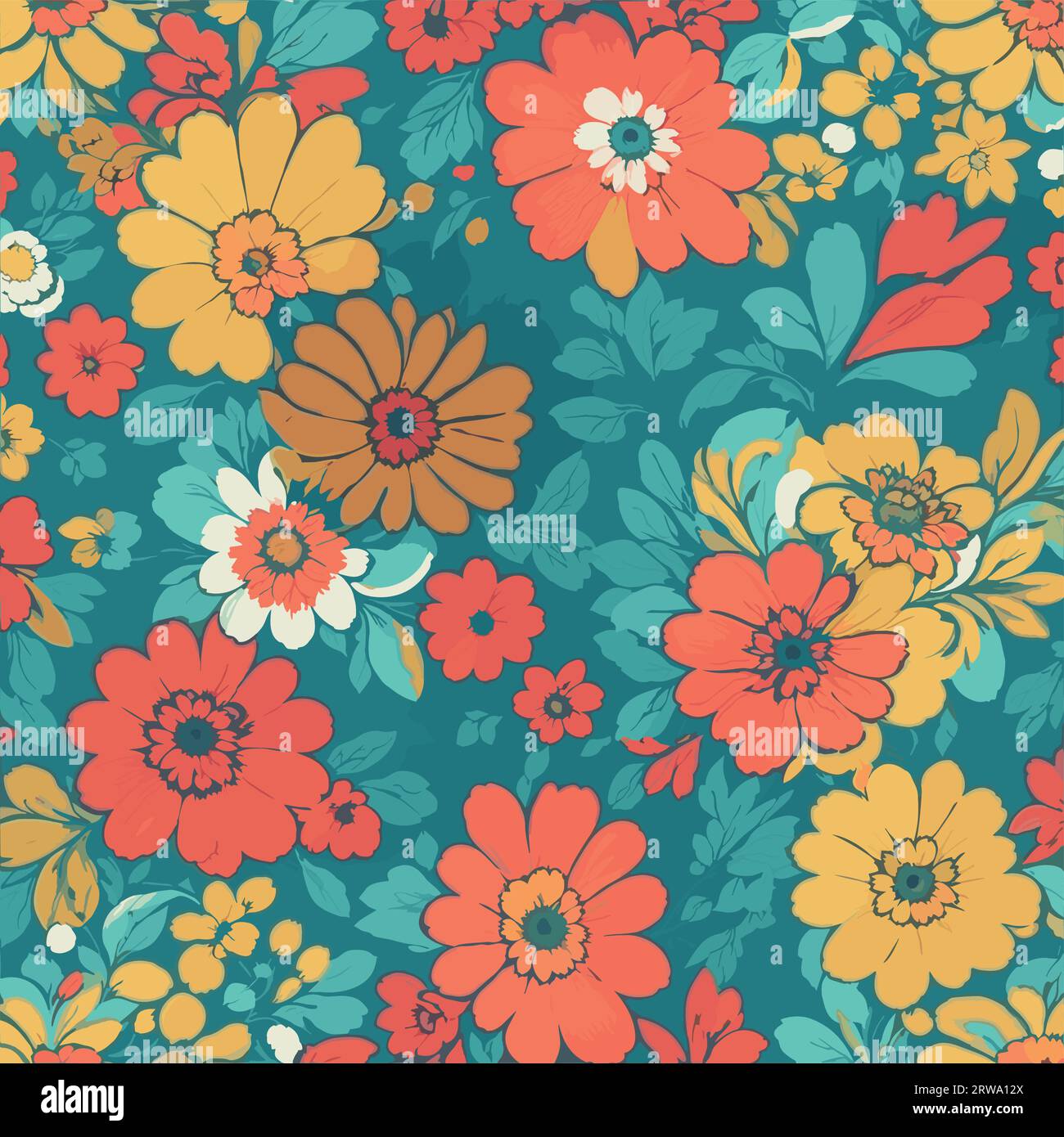 Colorful floral print background. Seamless floral pattern with bright ...