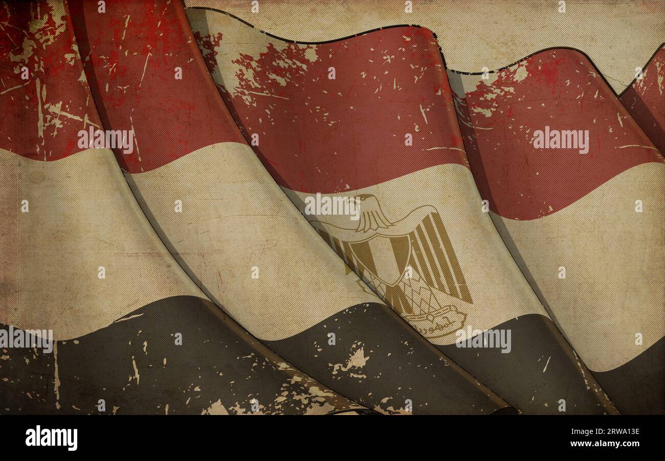 Background illustration of an old paper with a print of a waving Flag ...