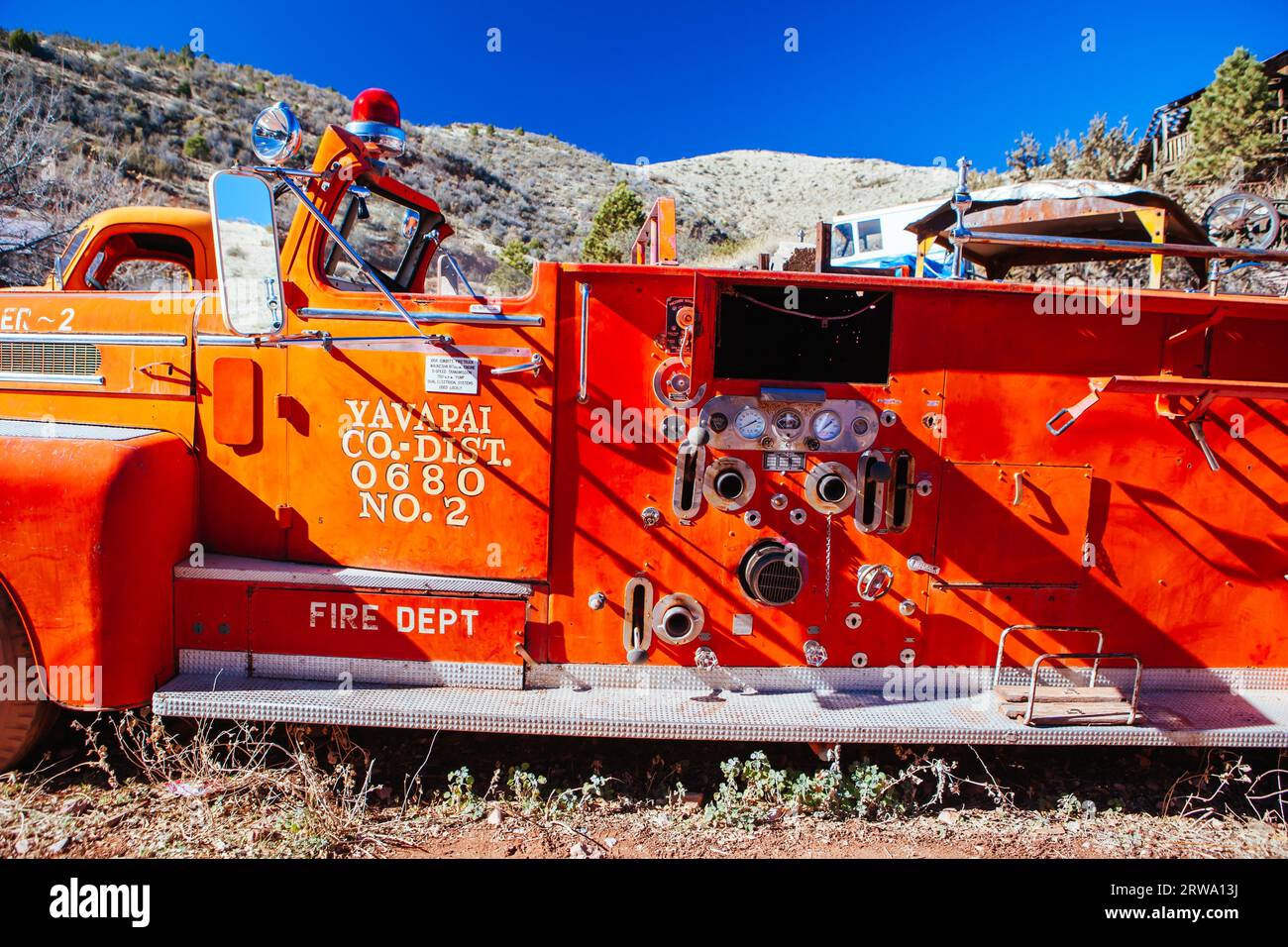 Jerome, USA, February 4, 2013: Fire engine and instruments at an iconic ...