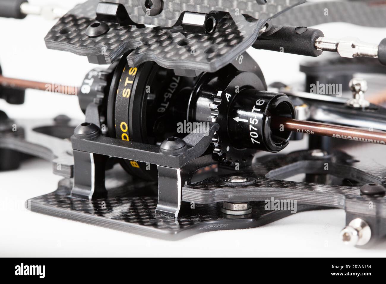 RC car chassis and parts being built to form a radio controlled race ...