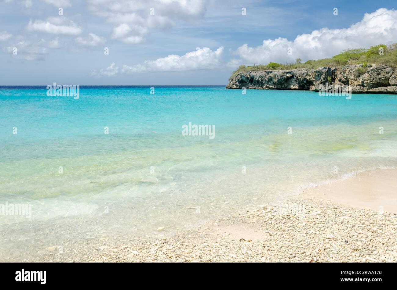 The beautiful Grand Knip Beach in the Dutch Antilles the island of ...