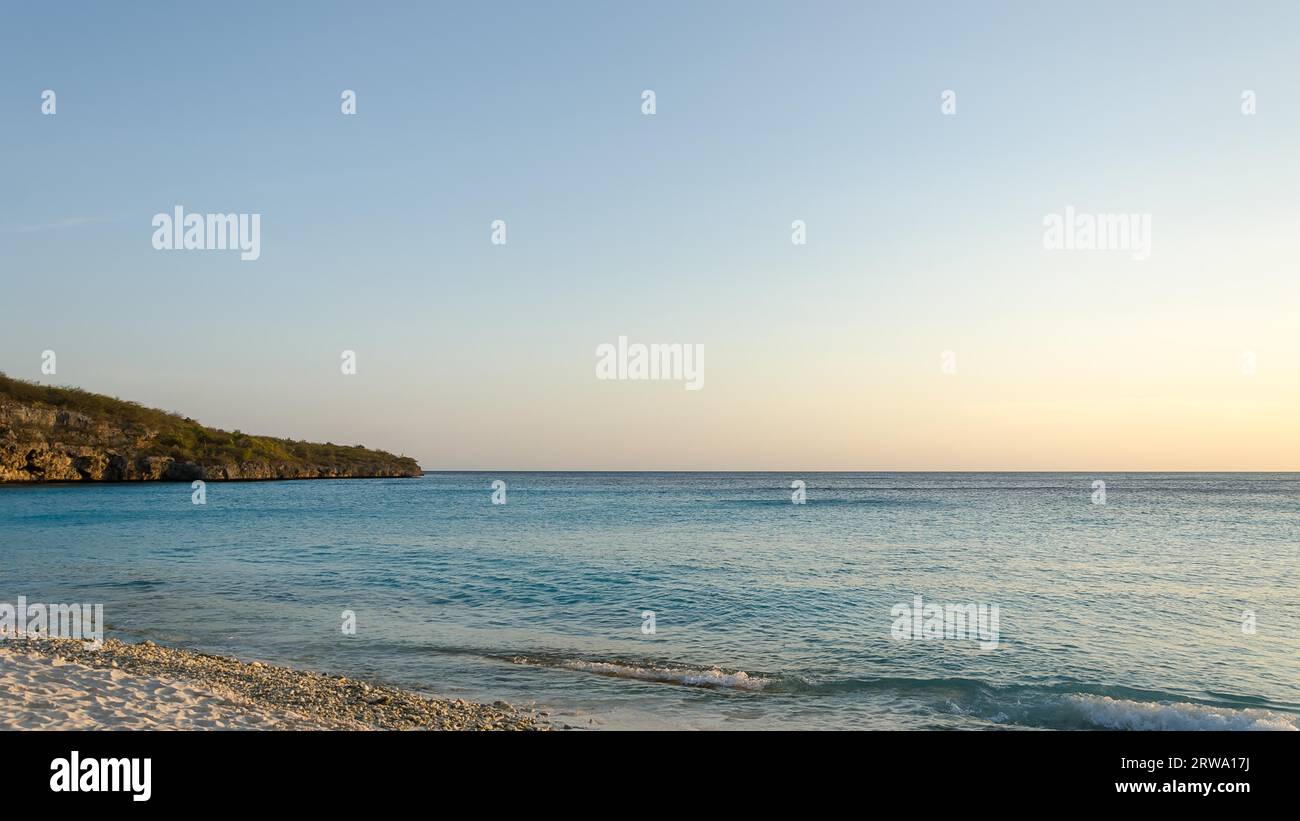 Beach in Curacao a Caribbean Island. White beach, blue sky and crystal ...