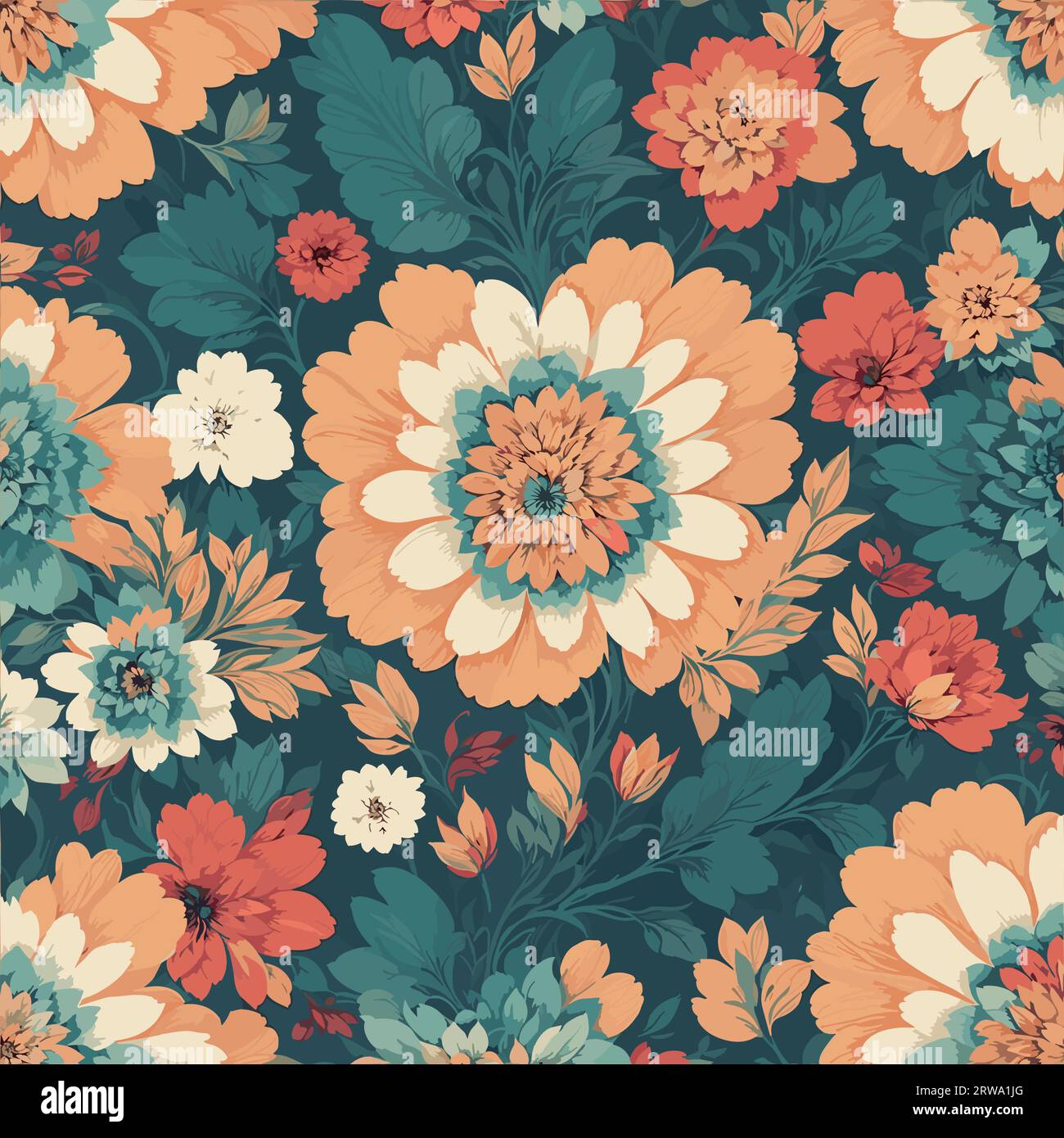 Colorful floral print background. Seamless floral pattern with bright ...