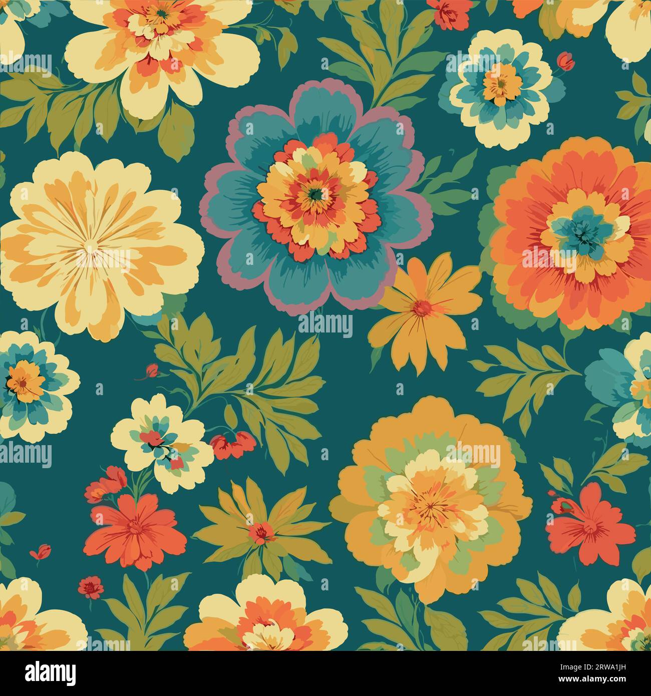 Colorful floral print background. Seamless floral pattern with bright ...