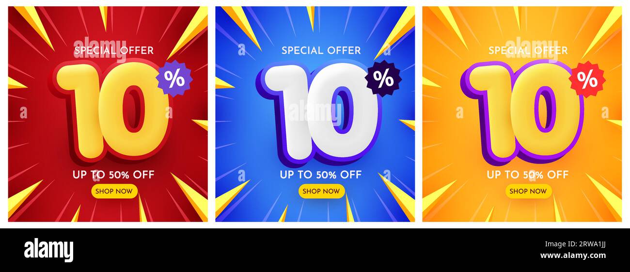 10 percent Off. Discount creative composition. Mega Sale. Vector ...