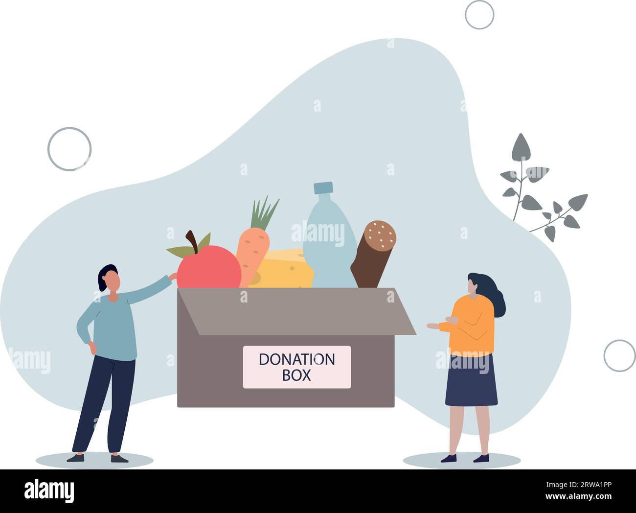 humanitarian aid and care to donation box.flat vector illustration ...