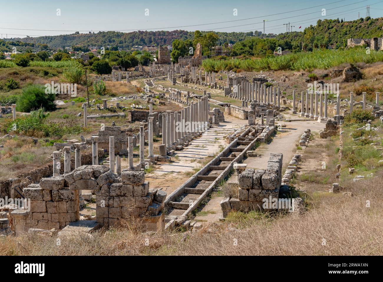 Ancient city of Perge in Antalya, Turkey. Historical ruins in the ...