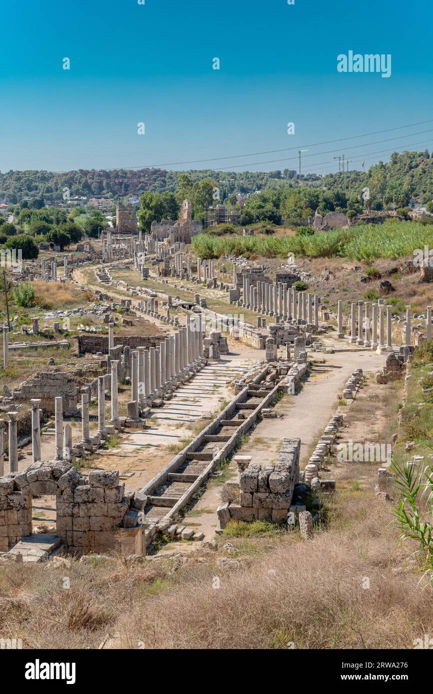 Ancient city of Perge in Antalya, Turkey. Historical ruins in the ...