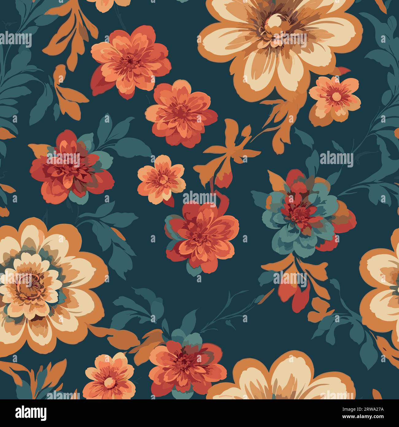 Colorful floral print background. Seamless floral pattern with bright ...