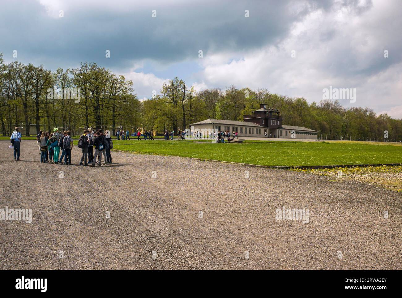 Visitors to beech forest Concentration Camp Stock Photo - Alamy