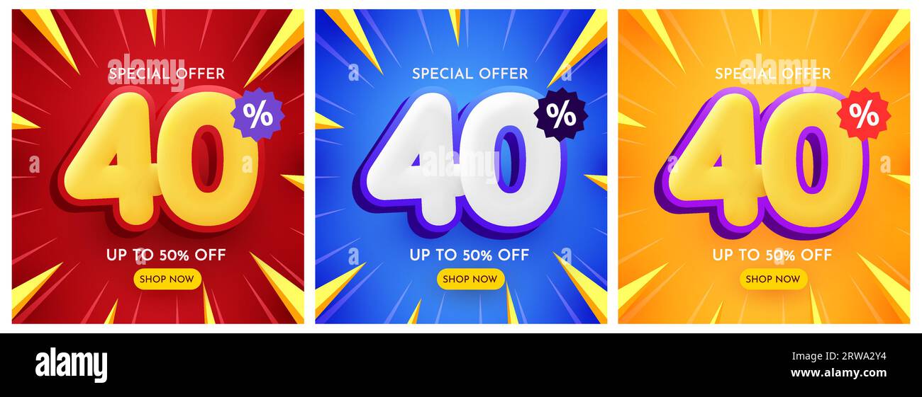 40 percent Off. Discount creative composition. Mega Sale. Vector ...