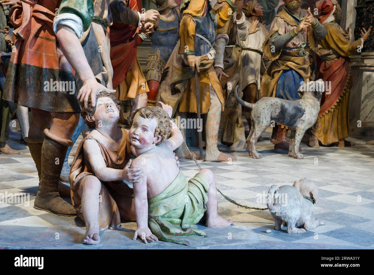 Detail from the chapel depicting the scene in which Pilate leads Christ ...