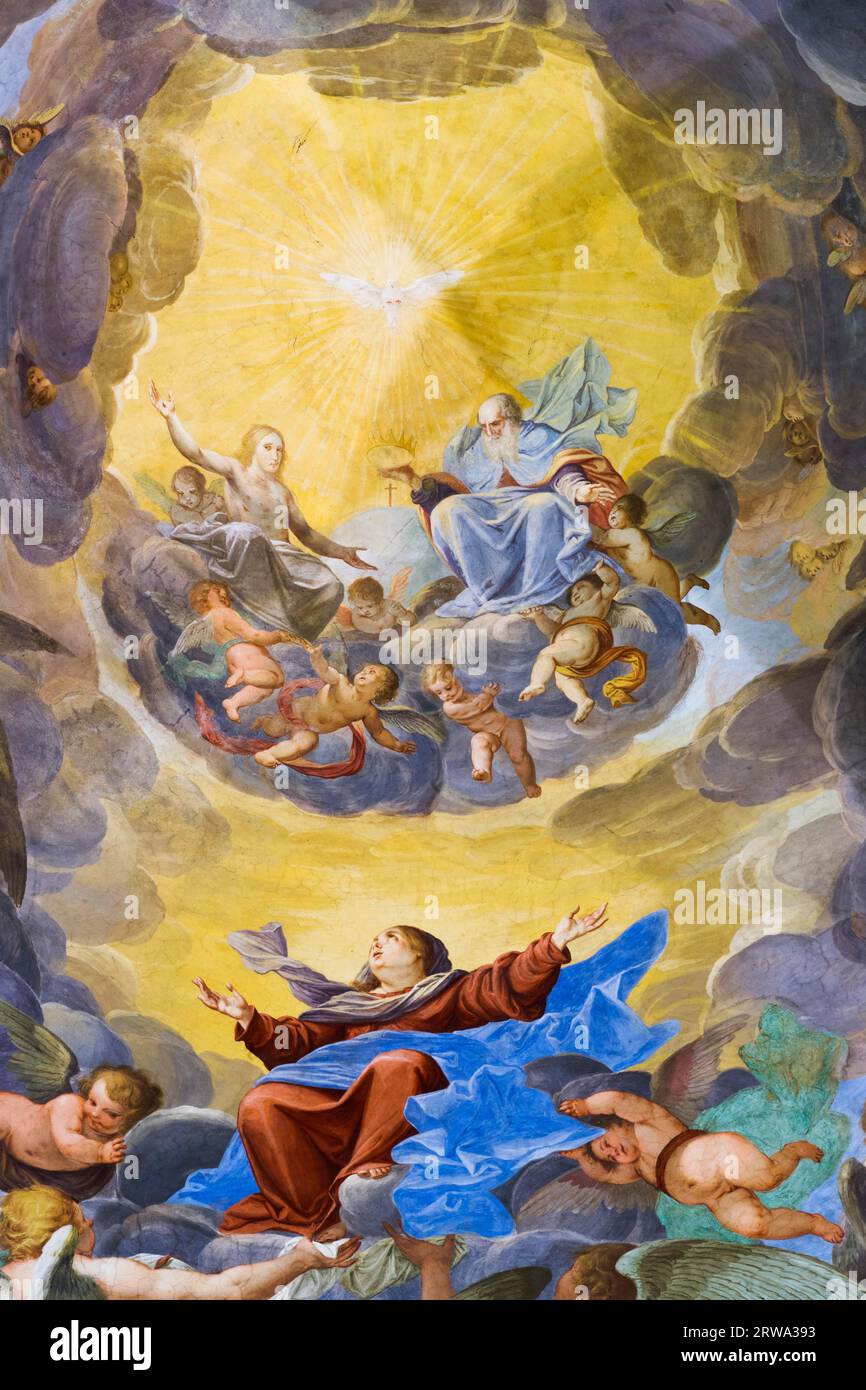Assumption of Mary. The Trinity of God the Father, Jesus and the Holy ...