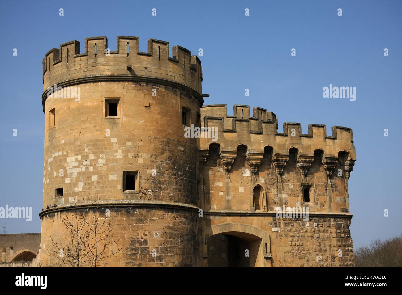 The towers of the German gate in Metz France, background blue sky Stock ...