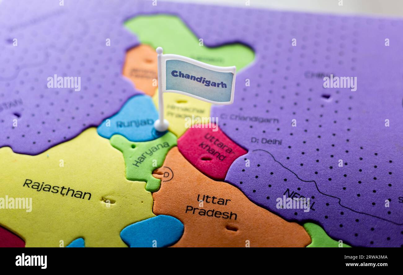 Selective focus on Chandigarh - the capital city of Punjab and Haryana ...