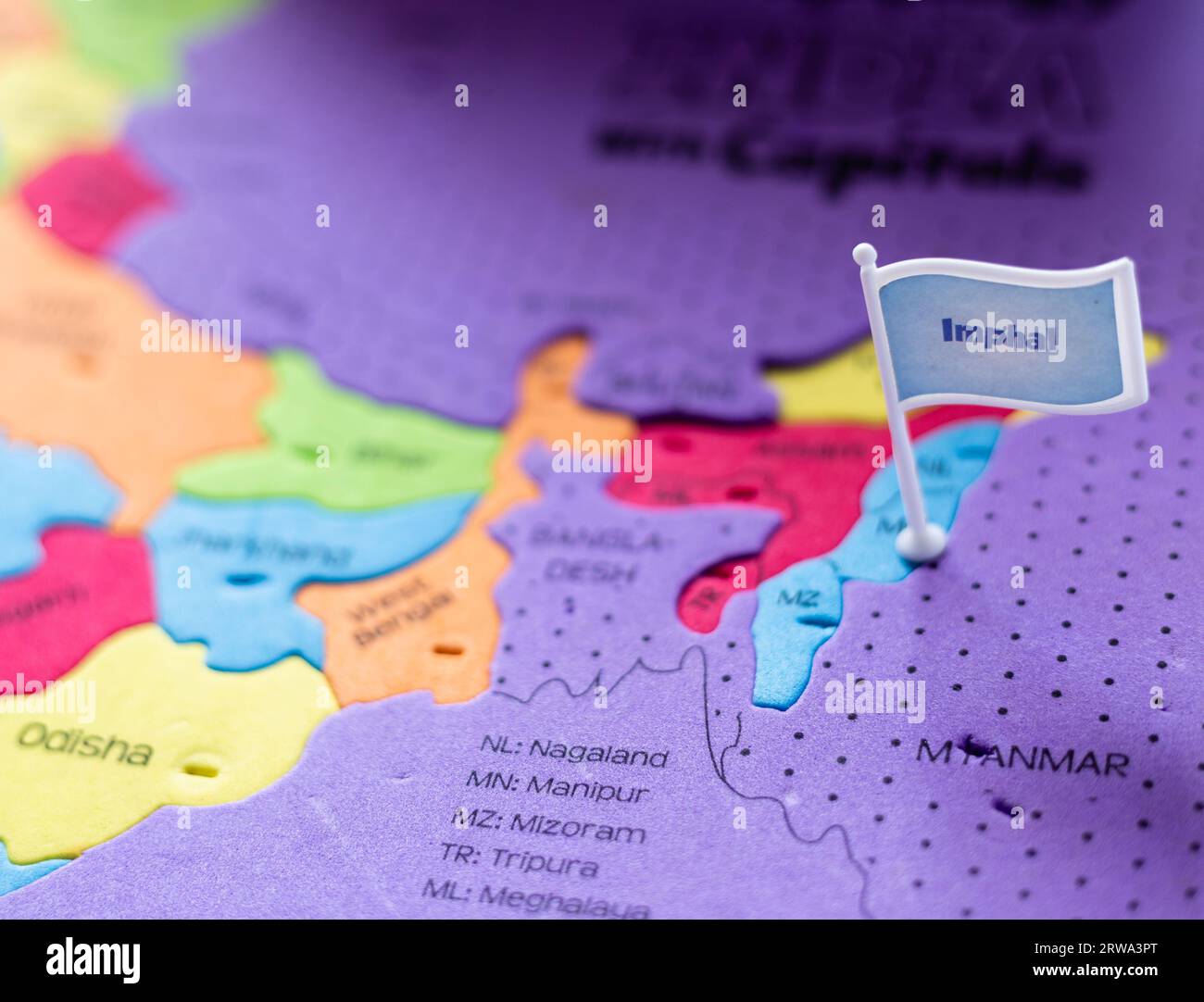 Selective focus on Imphal - the capital city of Manipur on an Indian ...