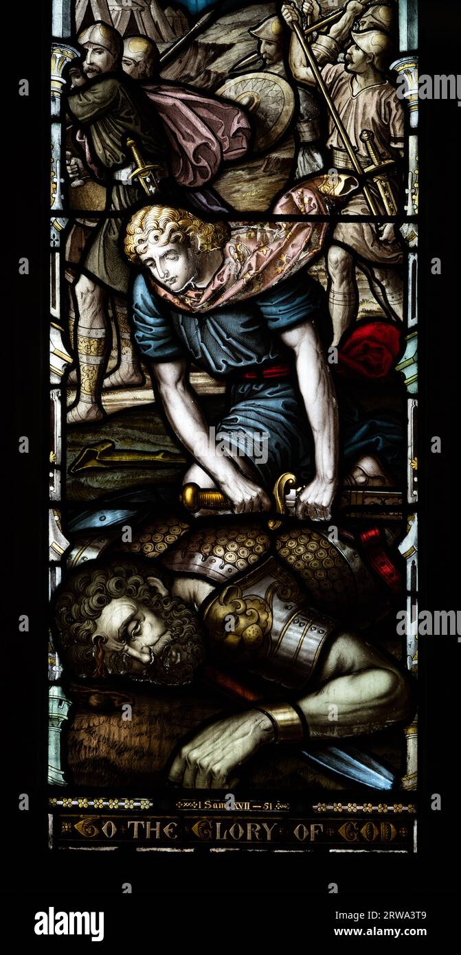 David and Goliath stained glass, All Saints Church, Leamington Spa ...
